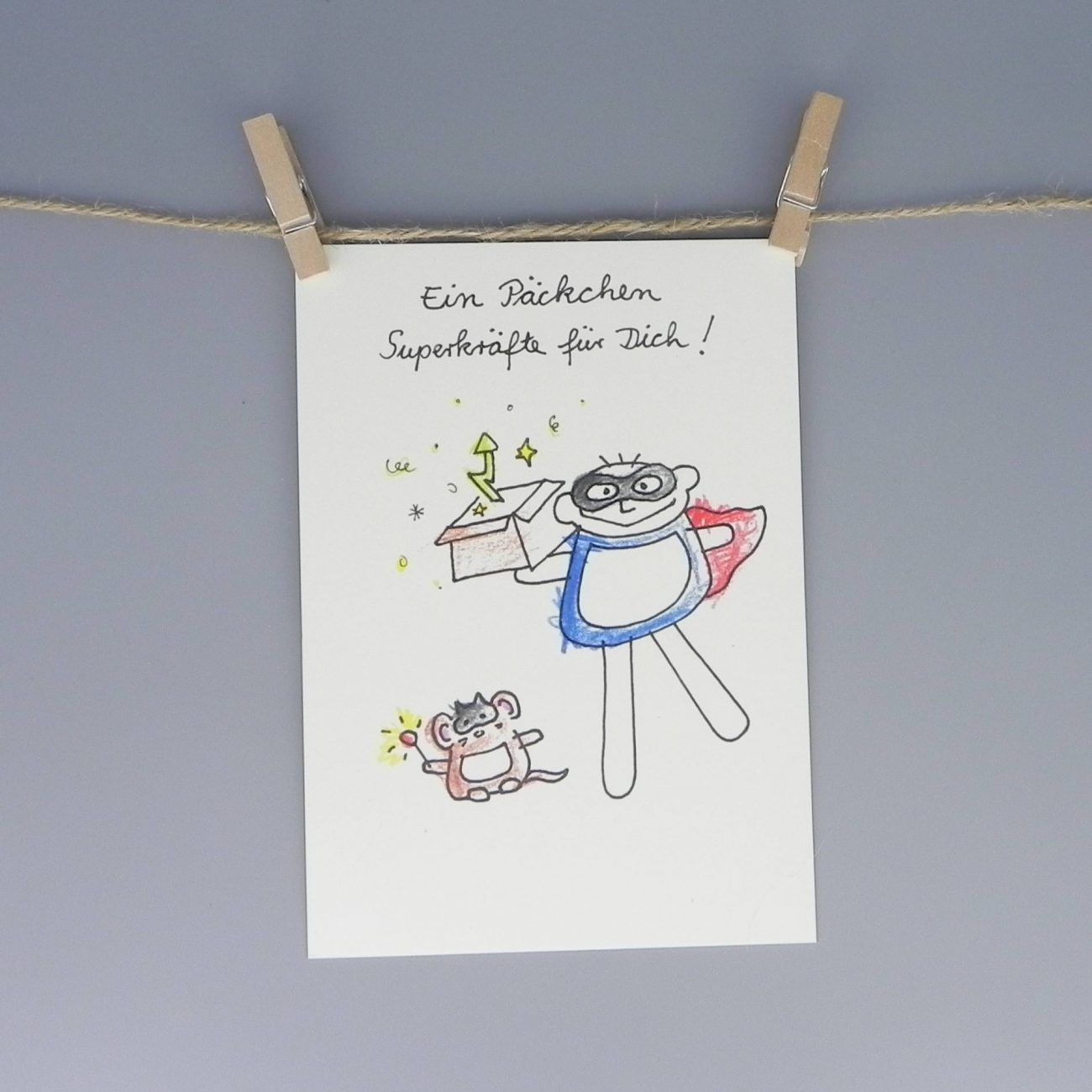 Karte zur Aufmunterung Superkräfte per Post von nini san